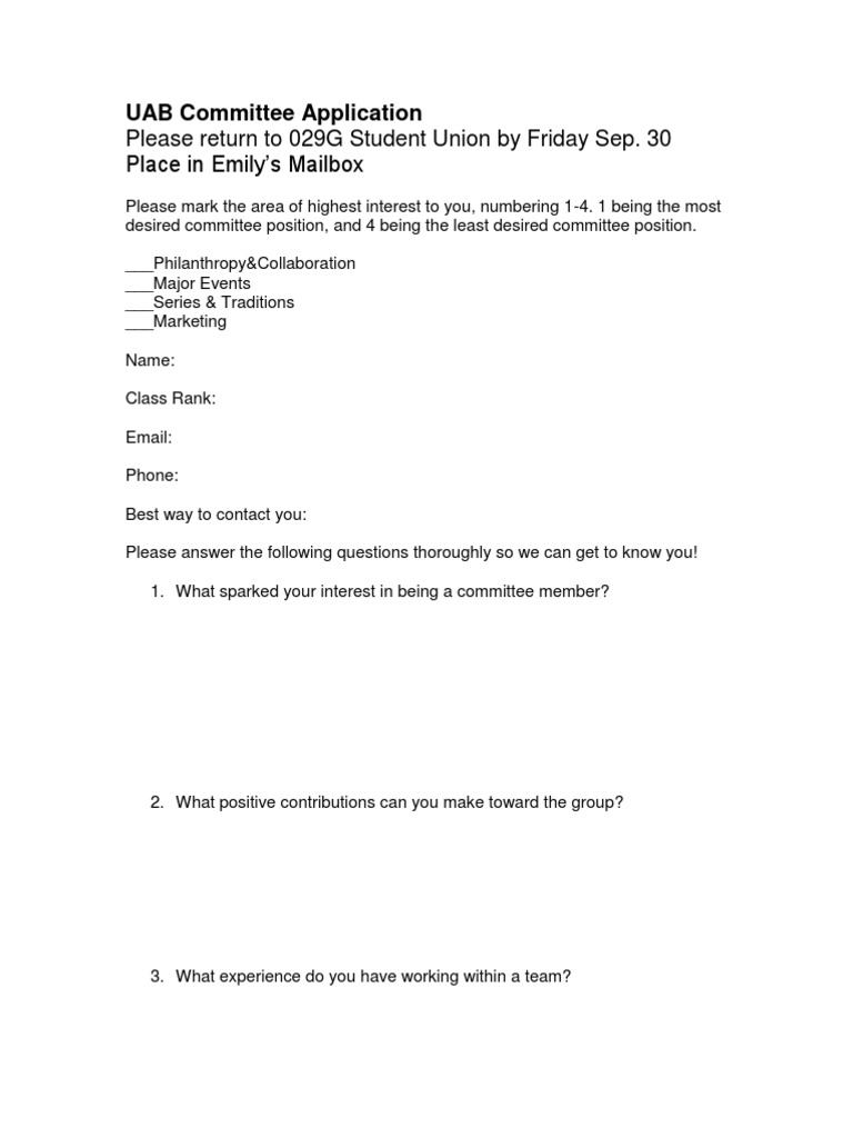 UAB Committee Application | PDF