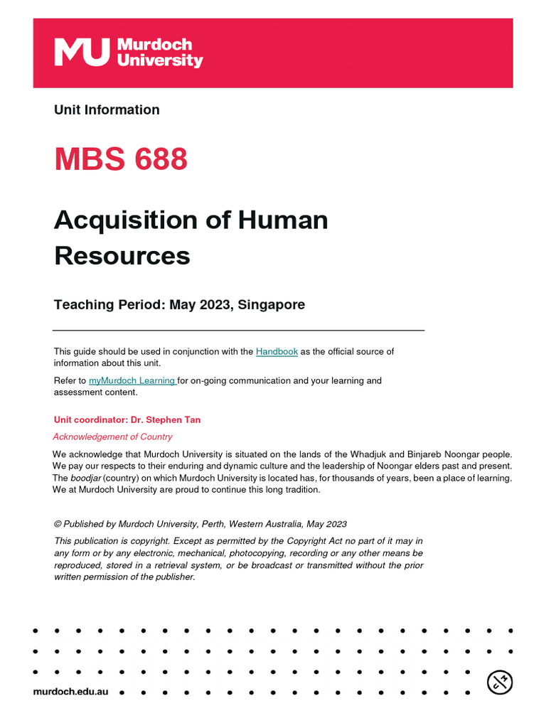 MBS 688 TMA 2023 Unit Guide | PDF | Recruitment | Human Resource Management