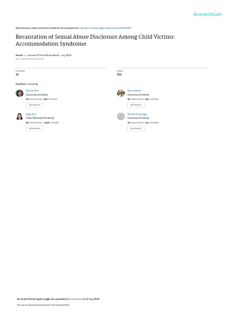 Recantationof Sexual Abuse Disclosure Among Child Victims Accommodation ...