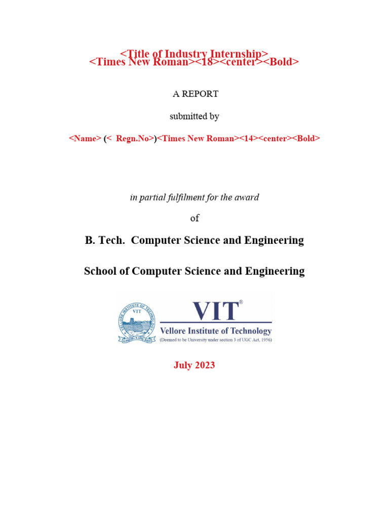 CSE1902-Internship Report Template | PDF | Academic Degree | Computing
