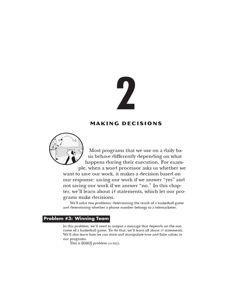 Learn to Code by Solving Problems - chapter 2 - Decisions (by Daniel Zingaro) | PDF