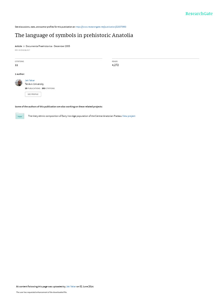 The Language of Symbols in Prehistoric Anatolia | PDF