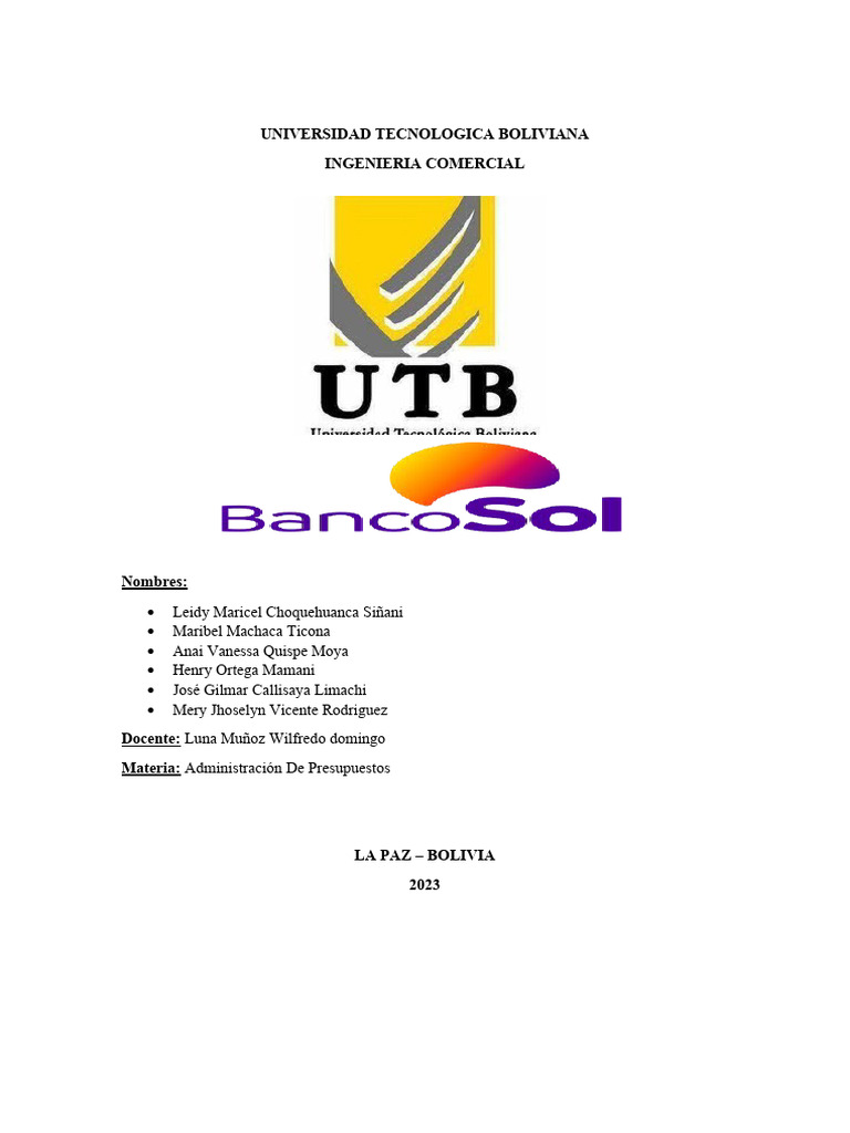 Banco Sol Informe | PDF | Bolivia | Bancos