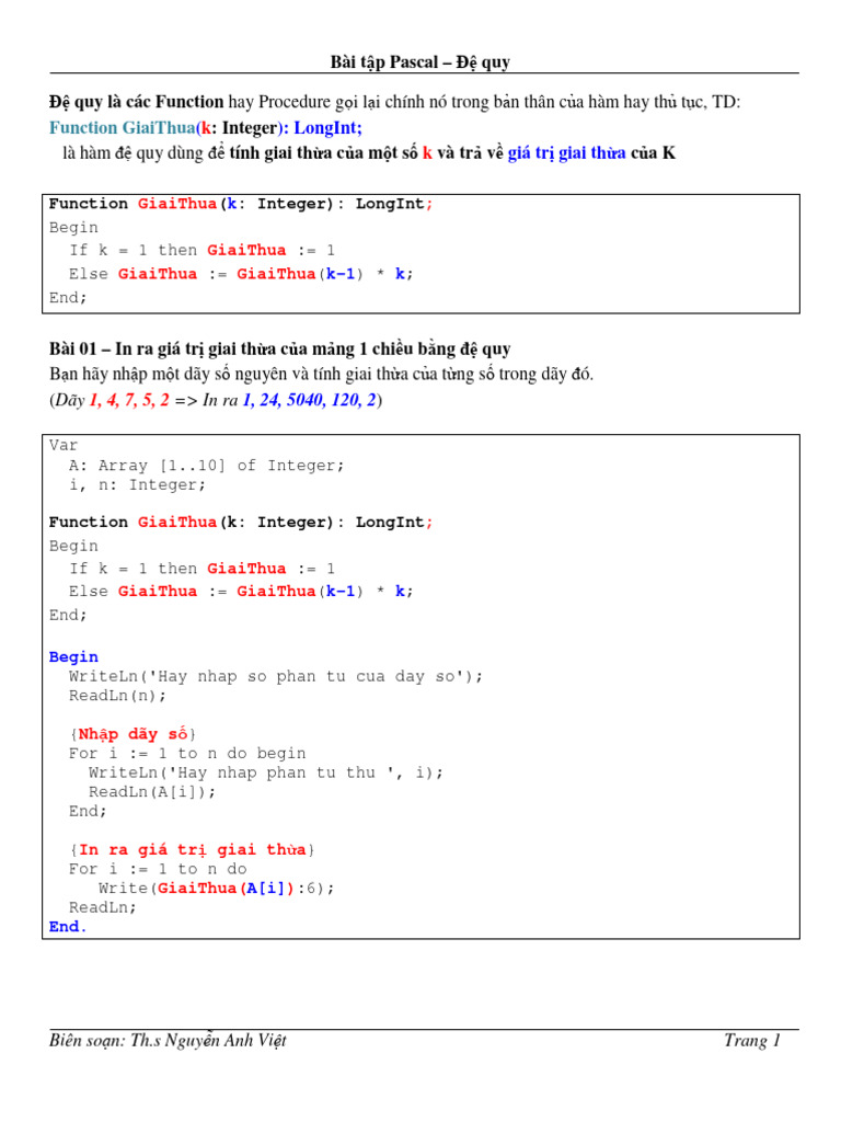 Bai Tap Pascal 03 de Quy | PDF