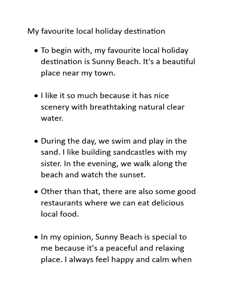 My Favourite Local Holiday Destination | PDF