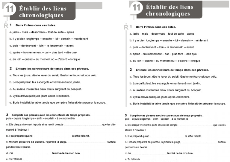 Fiche Exercices Etablir Des Liens Chronologiques | PDF