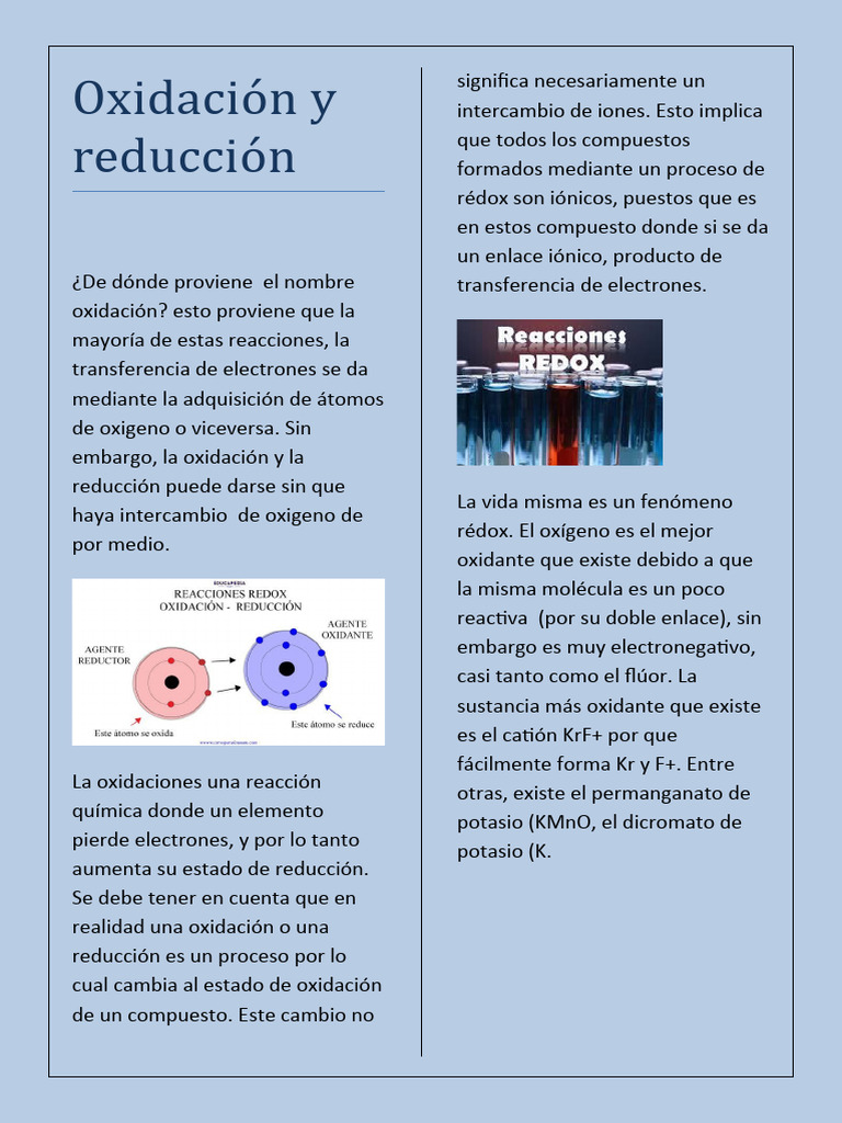 Oxidación y reducción | PDF | Redox | Química