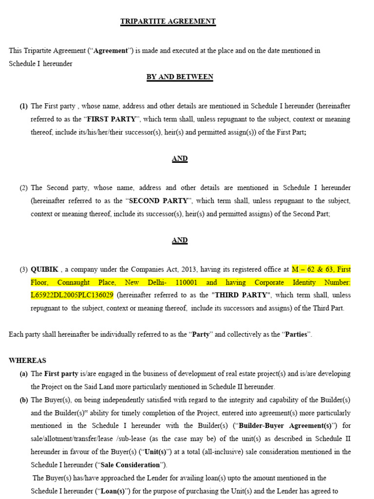 Rera Triparty Agreement Dated 20.01.2023 | PDF | Arbitration | Loans