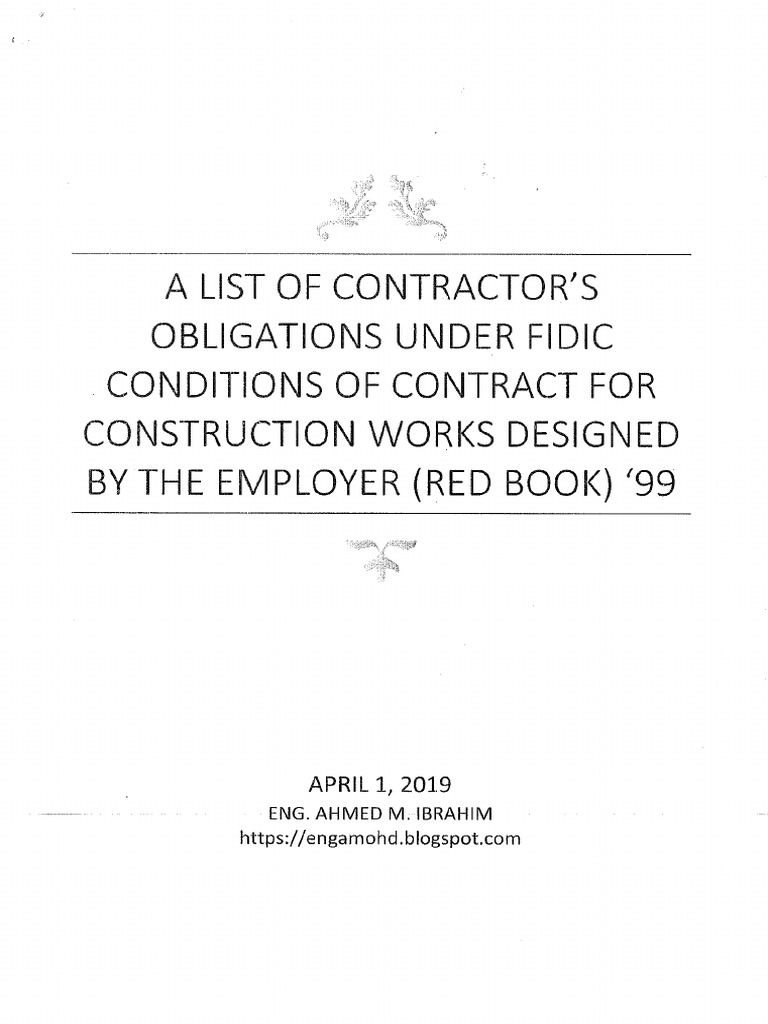 A List of Contractor's Obligations Fidic 99 | PDF