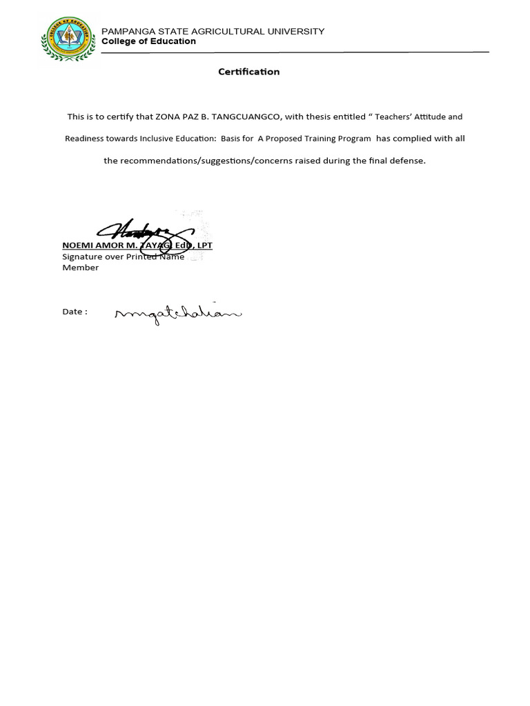 Certificate of Compliance for Thesis | PDF