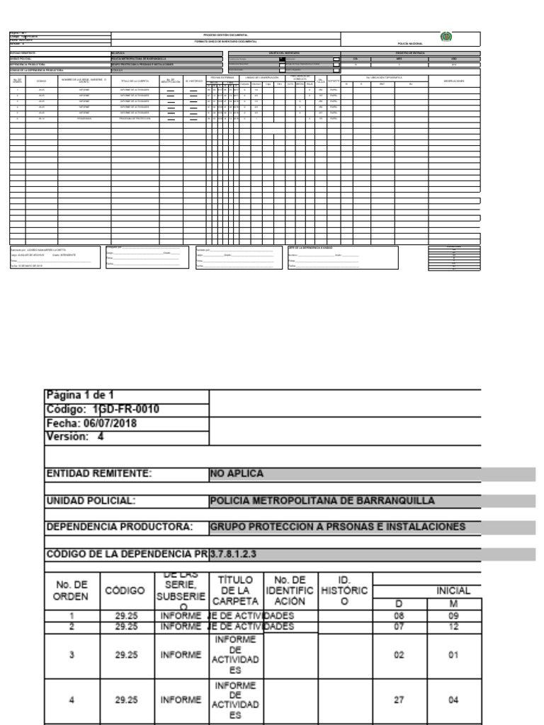 1GD-FR-0010 Formato Unico de Inventario Documental | PDF | Justicia | Crimen y violencia