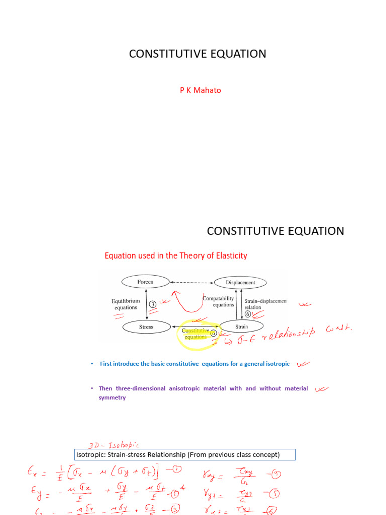 Elasticity Theory: Constitutive Equations | PDF | Deformation (Engineering) | Chemistry