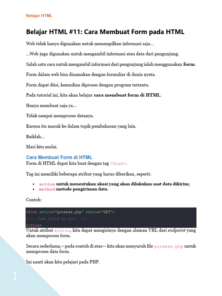 11 - Membuat Form Pada HTML | PDF