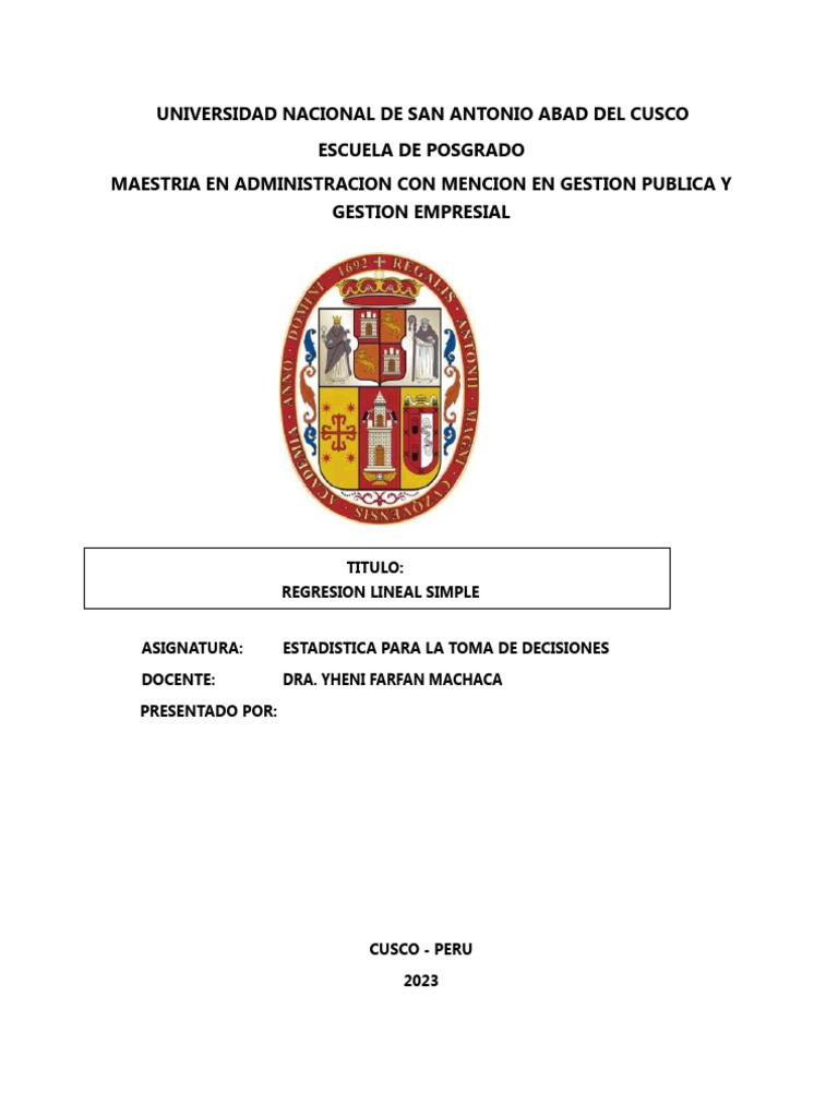 Trabajo Nro 5 - Grupo Nro 1 - Estadística | PDF | Regresión lineal ...