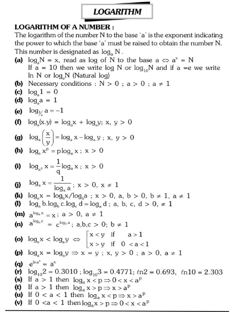 Logarithmic Function Properties by SB | PDF
