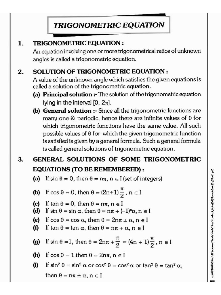 Trigonometric Equations by SB | PDF