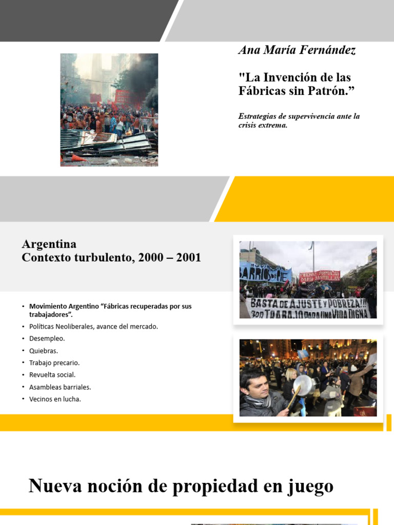 U4. PPT-Ana María Fernandez Las Fábricas Sin Patrón | PDF | Ciencias Políticas