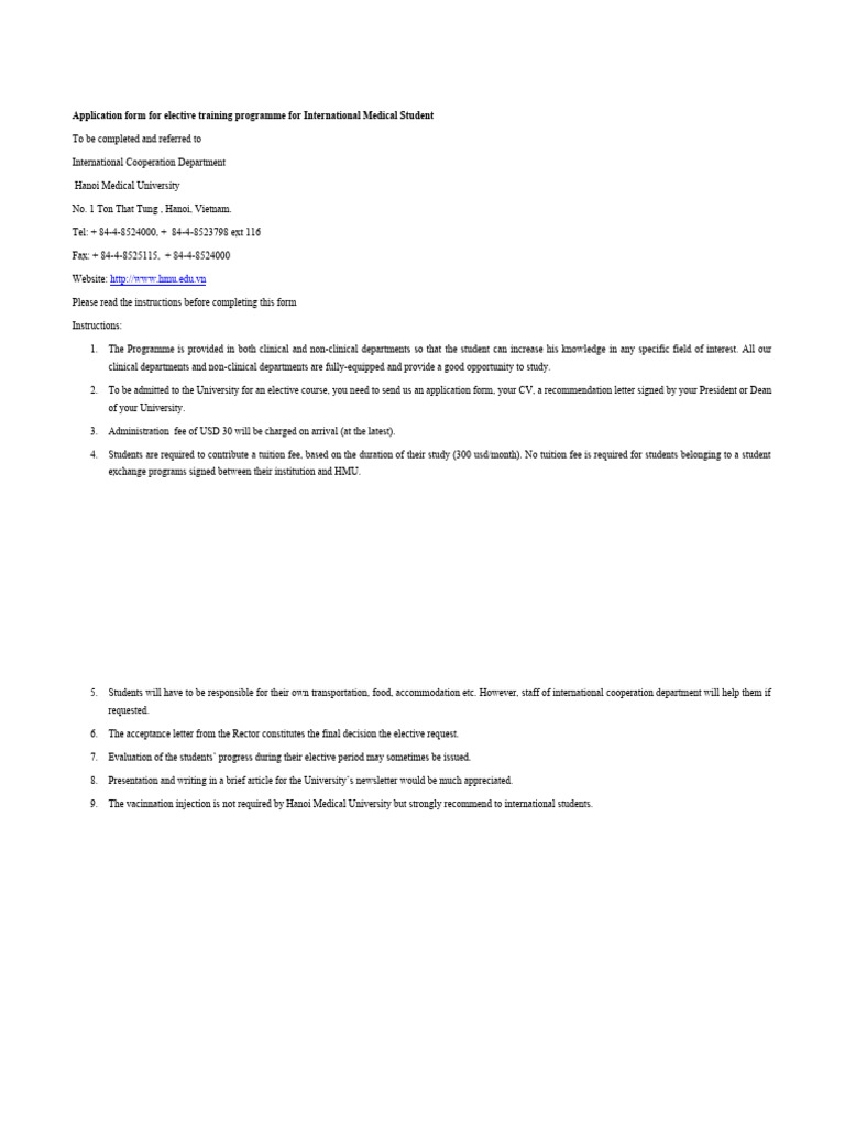 Application Form | PDF | Medical School | University