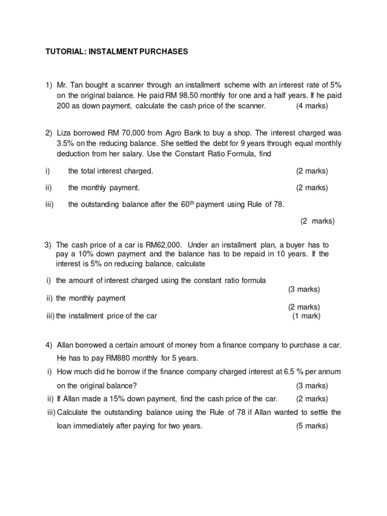 Installment Purchase Calculations Guide | PDF | Interest | Option (Finance)