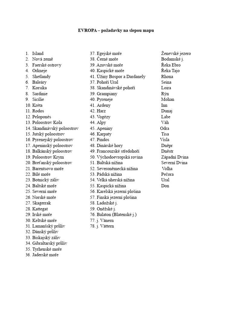 Evropa Slepa Mapa | PDF