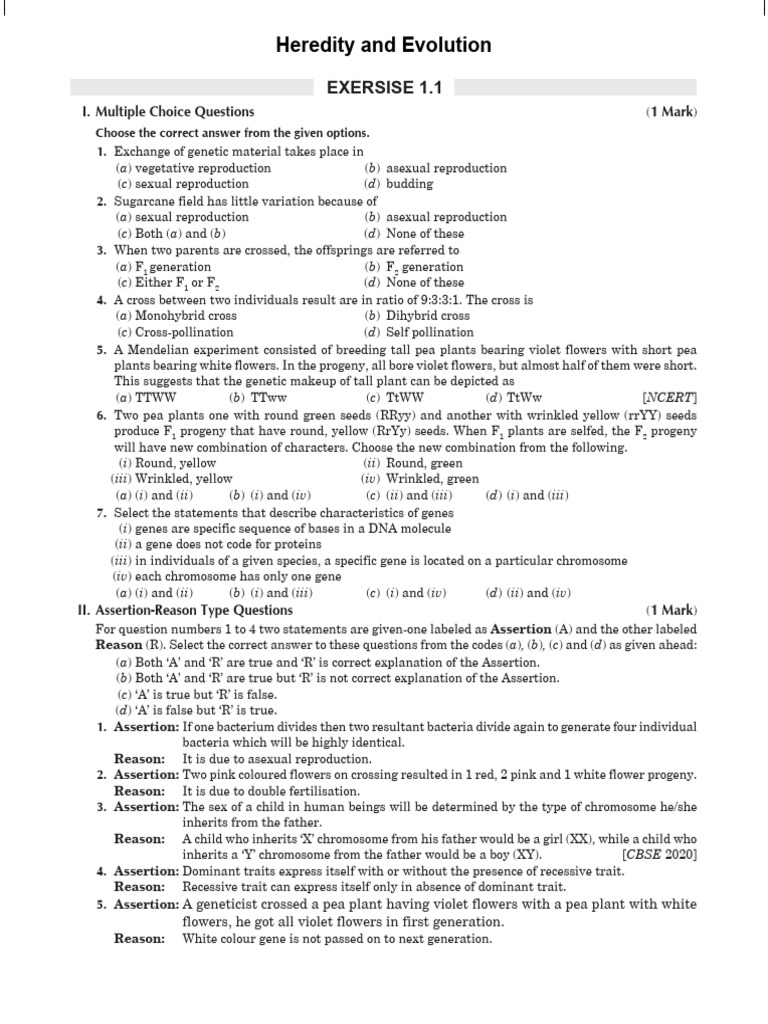 Class 10 Science MCQ Heredity and Evolution 3 | PDF | Dominance (Genetics) | Genotype