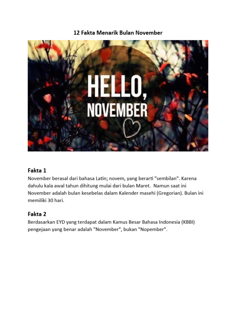 Fakta Menarik Bulan November | PDF | Sejarah