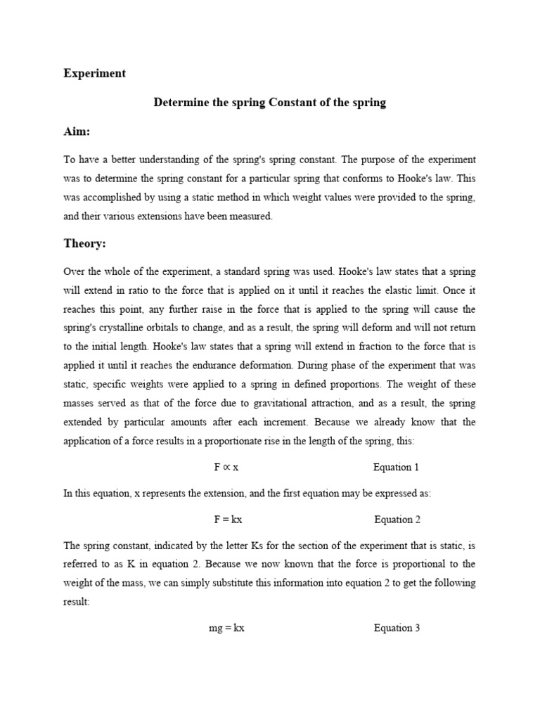 Spring Constant | PDF | Accuracy And Precision | Force