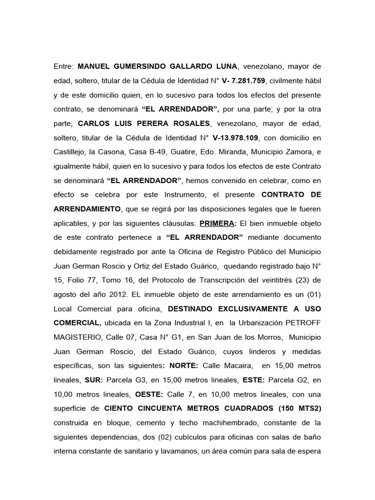 Contrato de Arrendamiento 19-01-23 | PDF Contrato de Arrendamiento 19-01-23 | PDF
