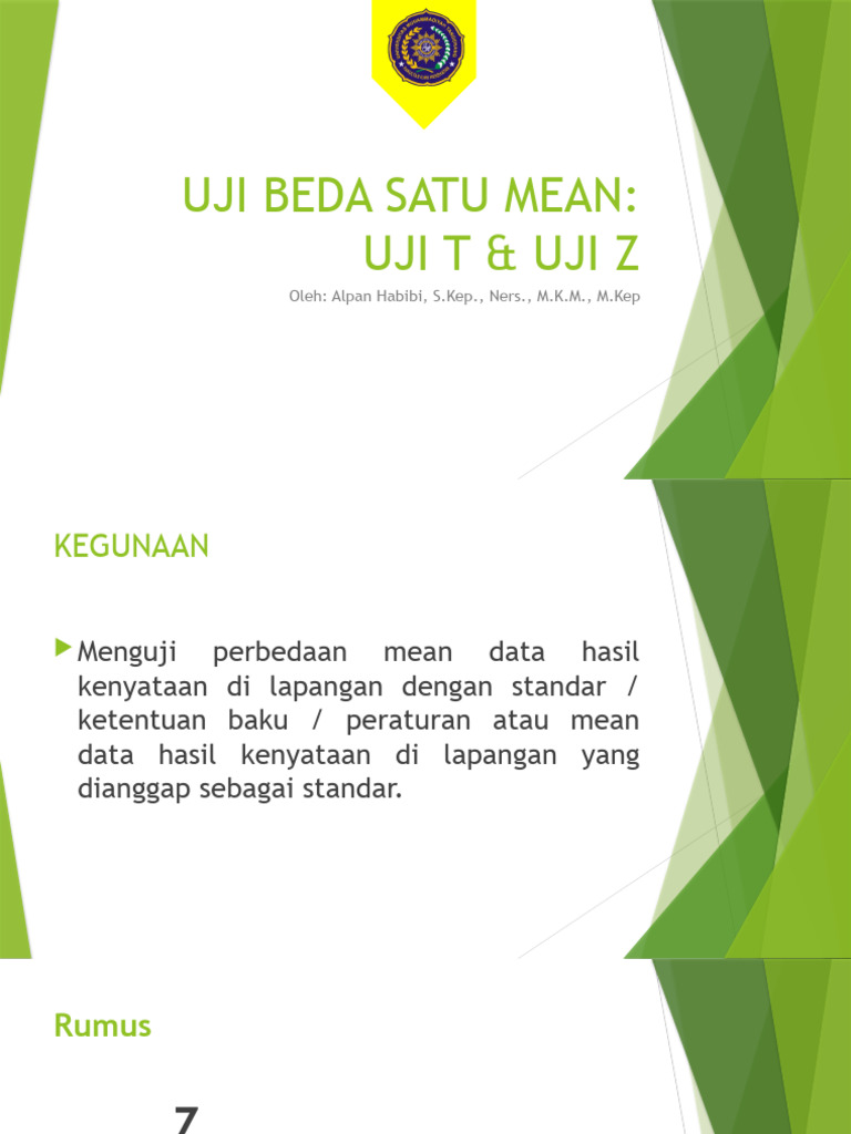 Uji Beda Satu Mean Uji Z Dan Uji T | PDF | Sains & Matematika
