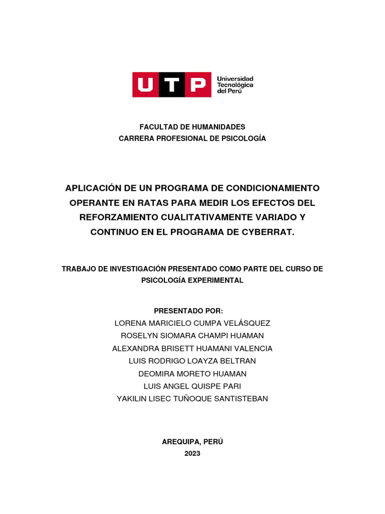 Efectos del Refuerzo en CyberRat | PDF | Comportamiento | Sicología
