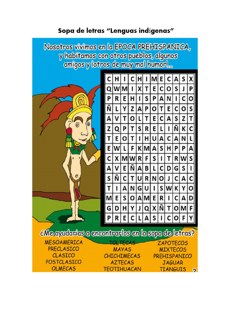 Sopa de Letras Lenguas Indigenas | PDF