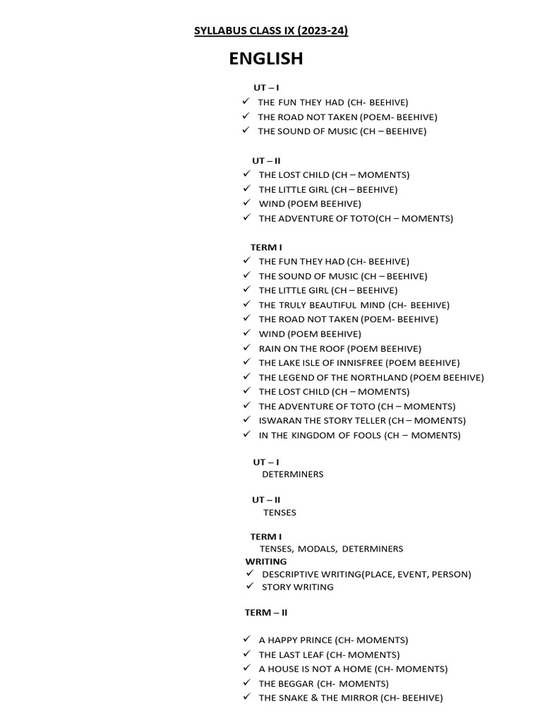 Syllabus Class Ix (Final) | PDF | Geometry | Biology