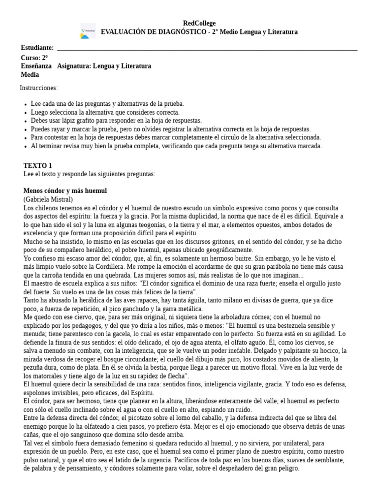 Ensayo Simce 2º Medio Lenguaje 4 | PDF