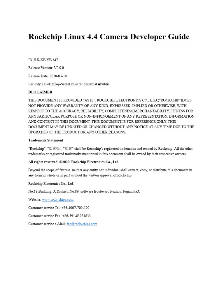 Rockchip Linux 4.4 Camera Developer Guide | PDF | Device Driver | Pixel