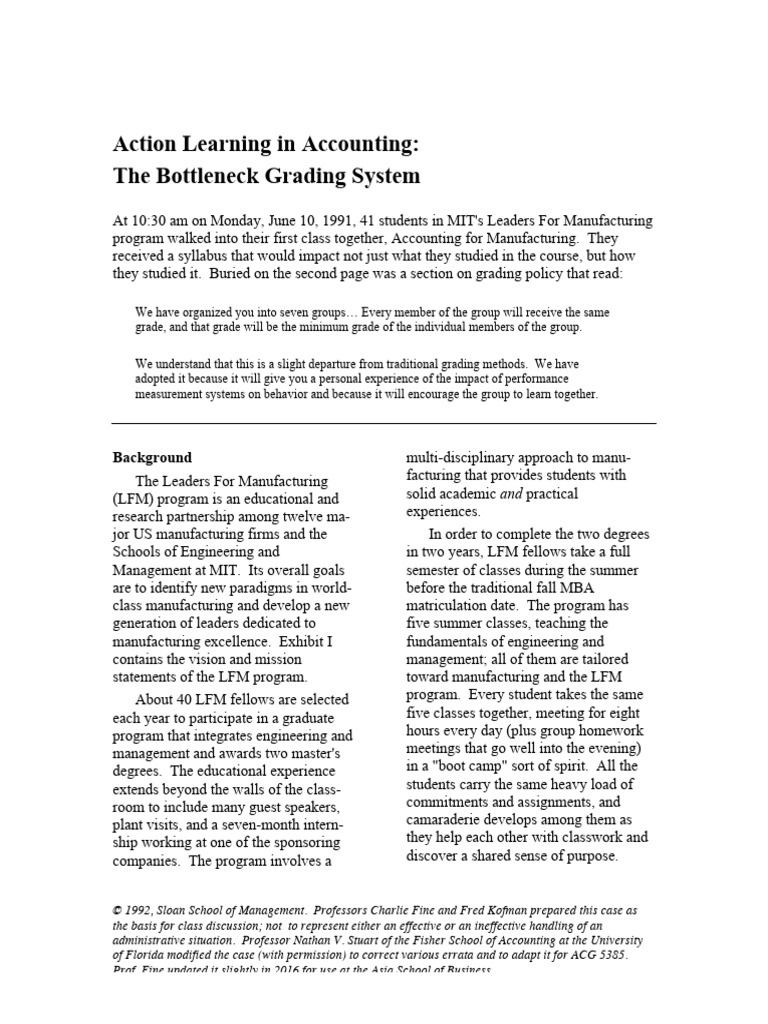 Bottleneck Grading Case | Download Free PDF | Evaluation | Cognition