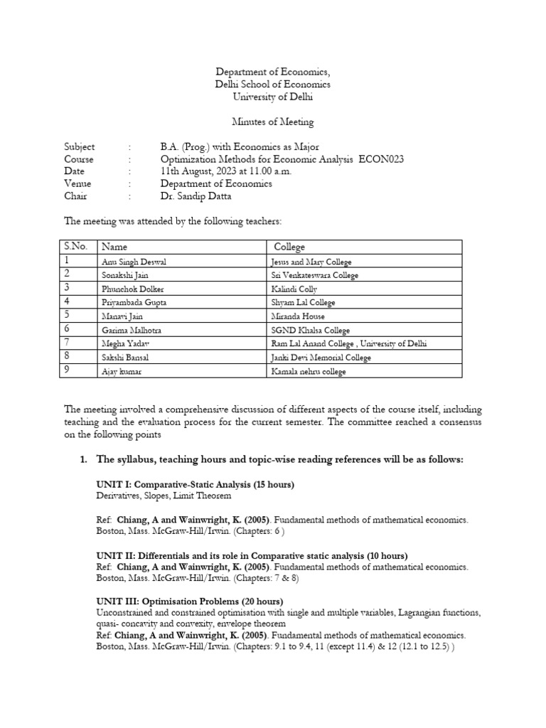 The Syllabus, Teaching Hours and Topic-Wise Reading References Will Be As Follows | Download ...