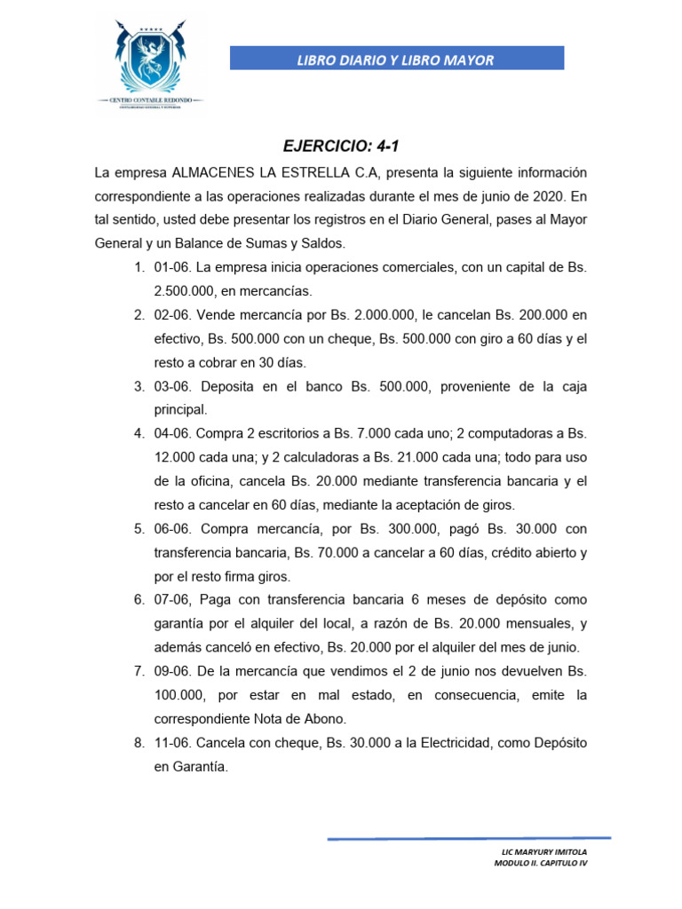 Ejercicio 4-1 | PDF | Bancos | Transferencia bancaria