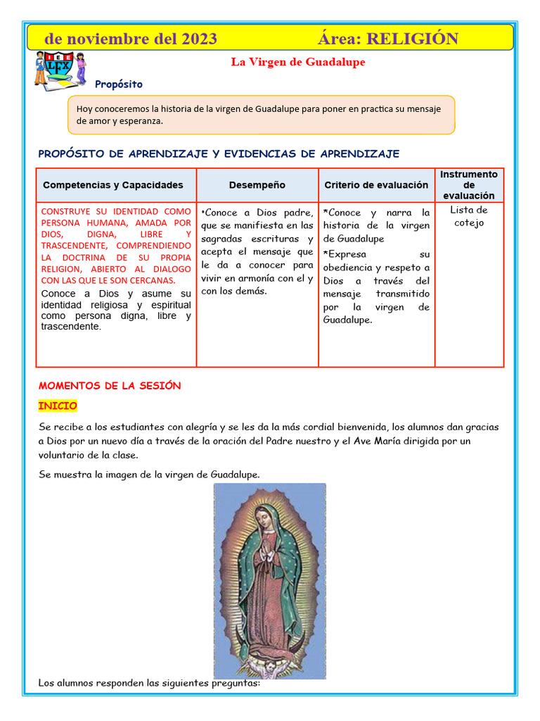 Historia de la Virgen de Guadalupe para Niños | PDF | María, madre de Jesús