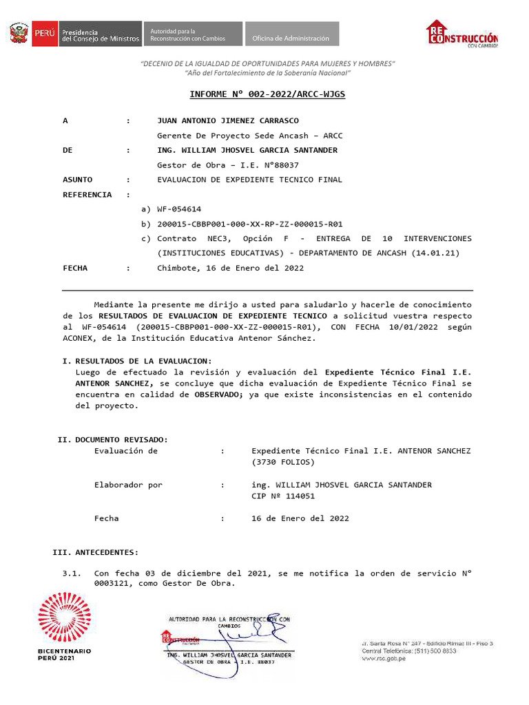 1.-200015-Informe N°02-Evaluacion de Exp. Tec. Final-Ok | PDF | Presupuesto