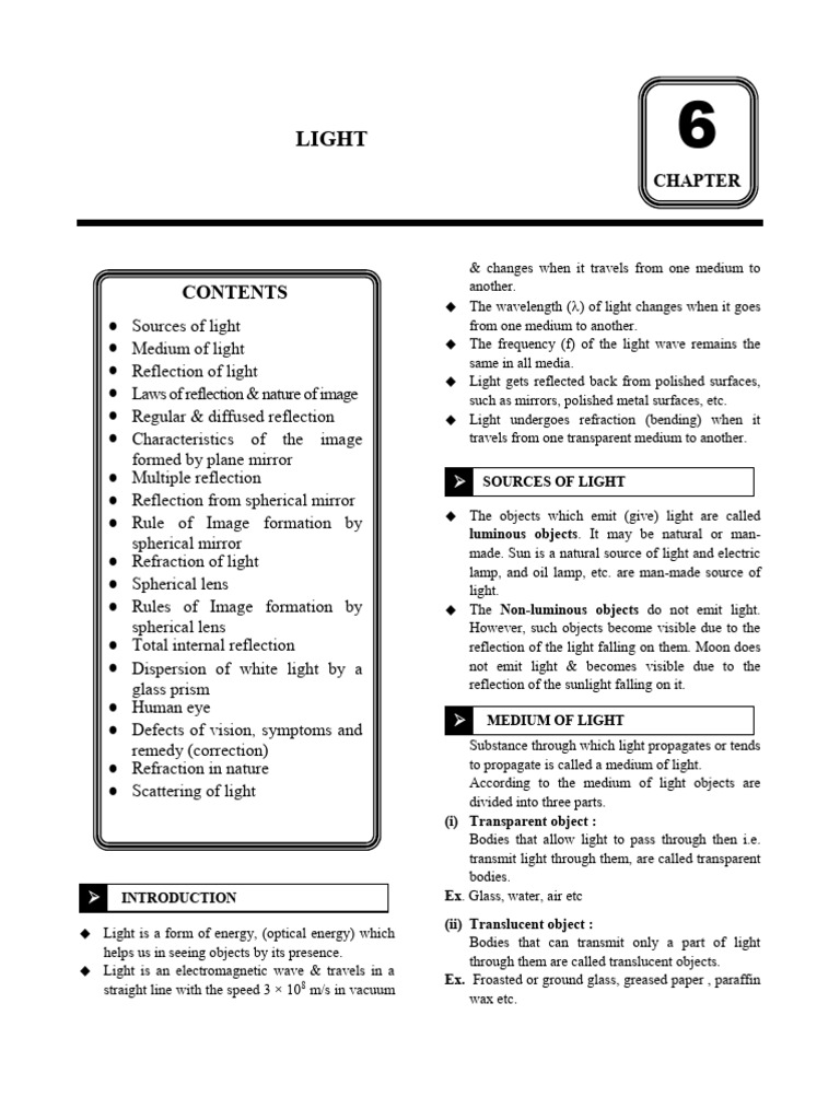 Notes light | PDF | Sunset | Reflection (Physics)