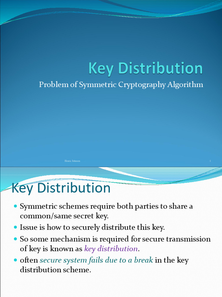 Key Distribution | PDF | Key (Cryptography) | Public Key Cryptography
