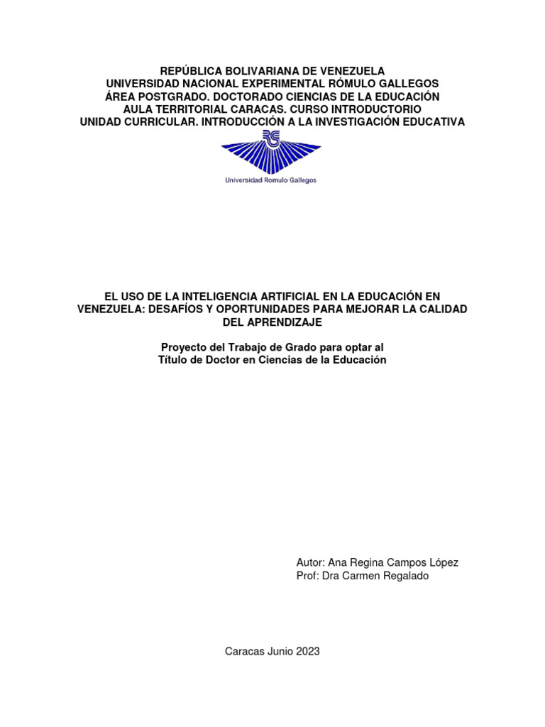 El Uso de La Inteligencia Artificial en La Educación en Venezuela ... El Uso de La Inteligencia Artificial en La Educación en Venezuela ...
