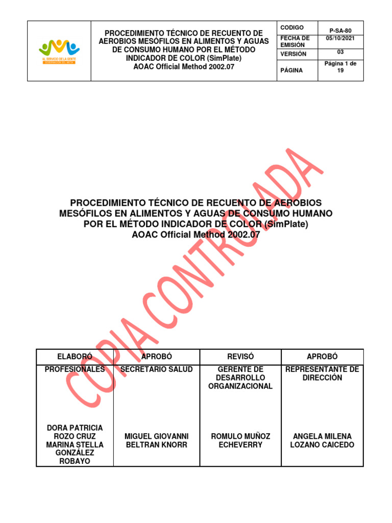 Mesofilos Indicador de Color SimPlate V3 | PDF | Alimentos | Microorganismo