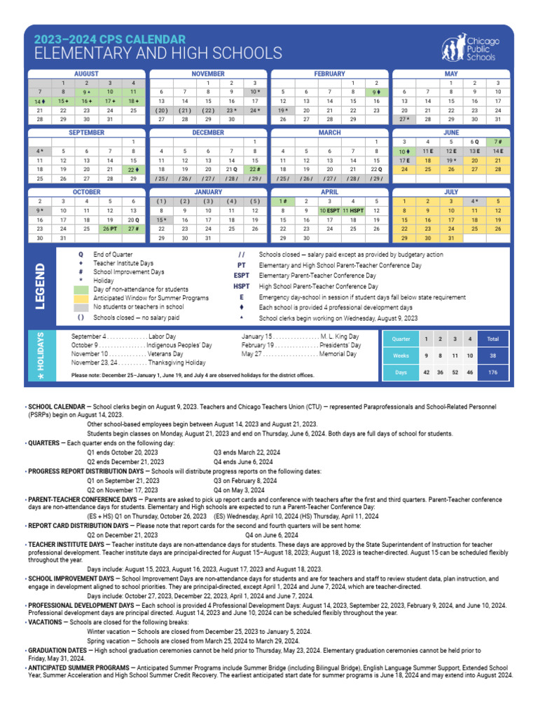 CPS 2023-24 School Calendar | PDF | Public Holiday | Festival