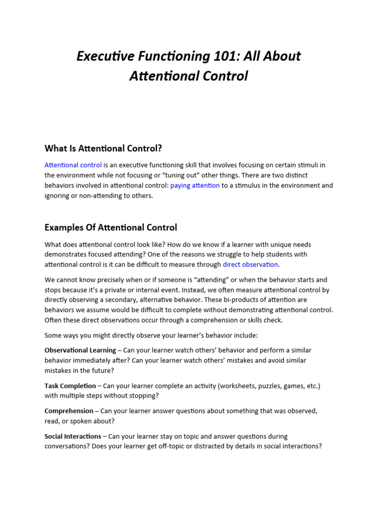 All About Attentional Control | PDF | Learning | Attention
