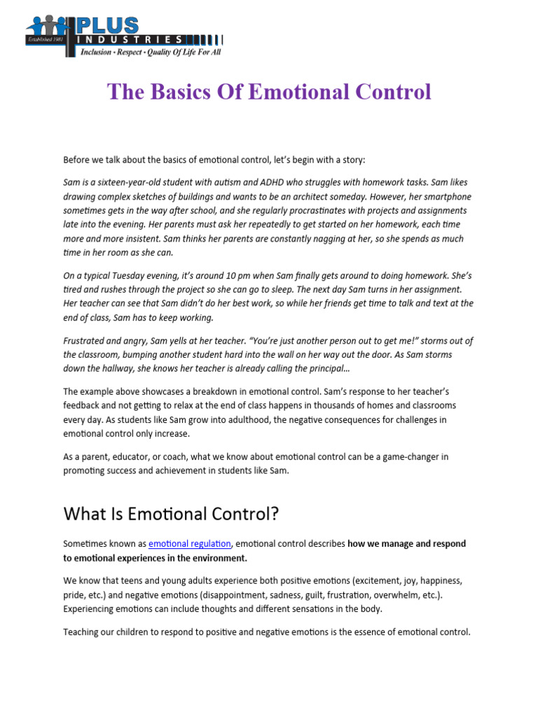 The Basics of Emotional Control | PDF | Emotions | Adolescence