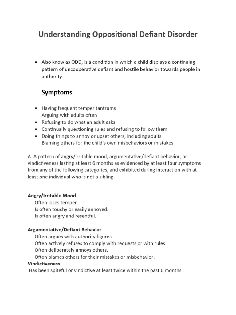 Understanding Oppositional Defiant Disorder | PDF | Mental Disorder ...