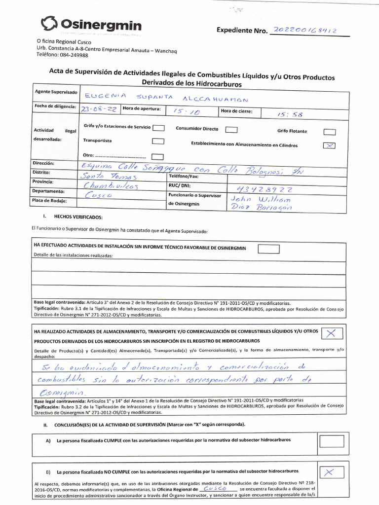 Supanta Alcahuaman Eugenia Acta de Supervisión | PDF | Justicia ...