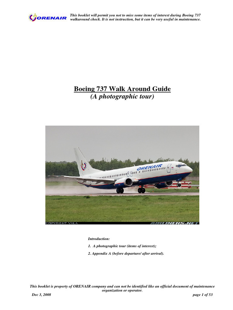 Boeing 737 Walkaround Inspection Guide | PDF | Tire | Landing Gear