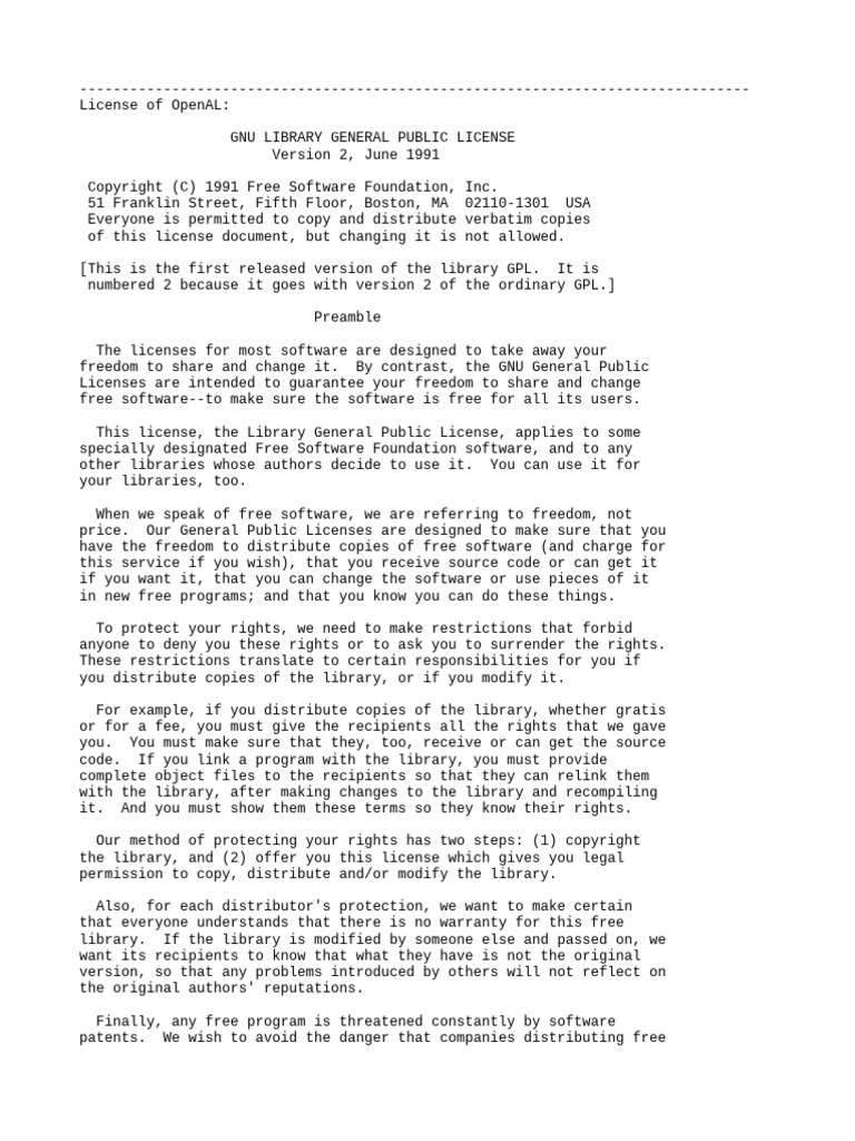 License Openal | PDF | Source Code | Library (Computing)